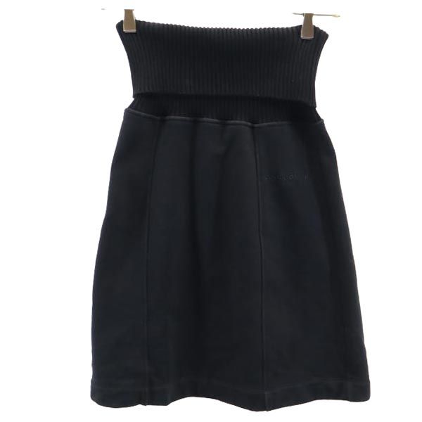 エムエスジーエム イタリア製 ミニ丈 スウェット スカート S ブラック系 MSGM リブニット レディース