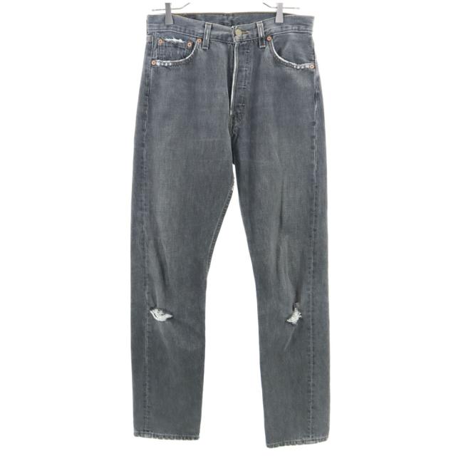 リーバイス 90s 501 USA製 後染め ブラック ストレートデニムパンツ W30 グレー Levi’s ボタンフライ メンズ