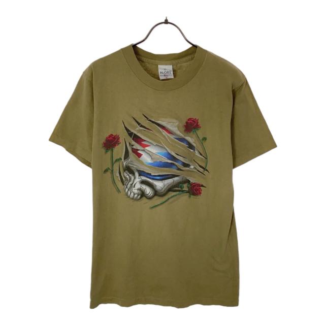 アローレ 90s USA製 プリント 半袖 Tシャツ S カーキ ALORE オールド ヴィンテージ メンズ