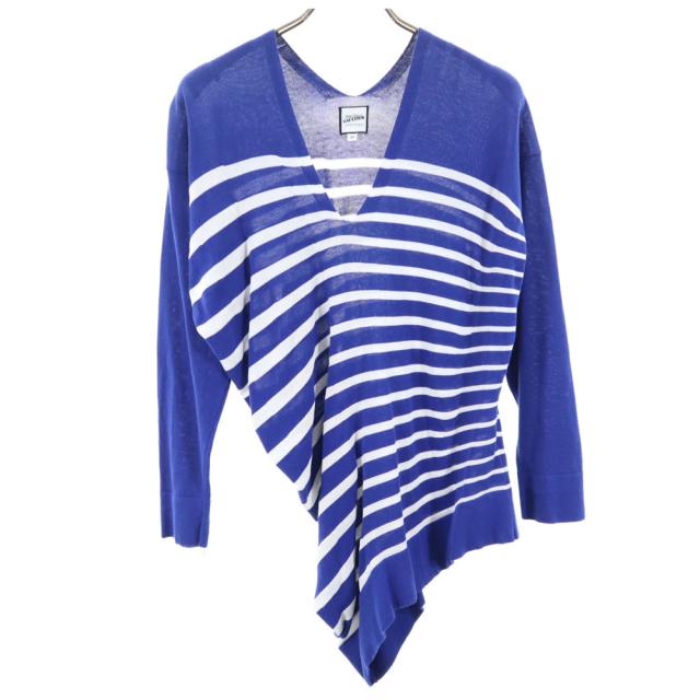 ジャンポールゴルチェ ボーダー柄 長袖 Vネック コットン セーター 38 ブルー系 JEAN PAUL GAULTIER レディース