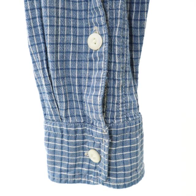 ダブルアールエル チェック柄 長袖 隠し ボタンダウンシャツ XS ブルー