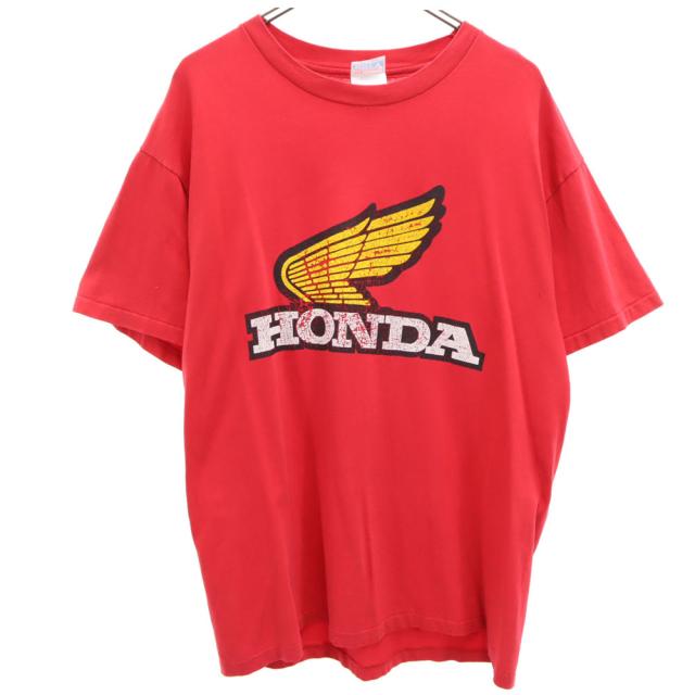 ヘインズ 90s ウィングマーク 半袖 HONDA Tシャツ L レッド系 Hanes ホンダ オールド ヴィンテージ メンズ