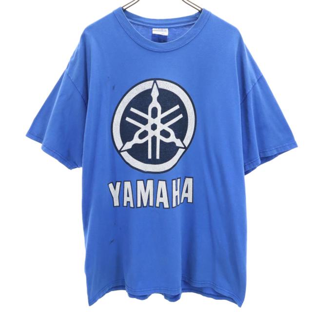 ヘインズ 90s 音叉ロゴプリント 半袖 YAMAHA Tシャツ XL ブルー系 Hanes ヤマハ オールド ヴィンテージ メンズ