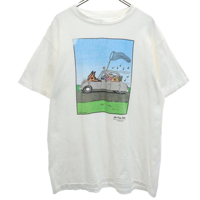 ファーサイド 80s プリント 半袖 シングルステッチ Tシャツ ホワイト系 THE FAR SIDE オールド ヴィンテージ メンズ