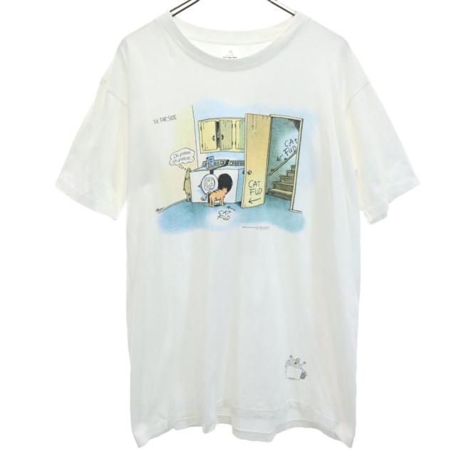ザファーサイド 80s USA製 プリント 半袖 シングルステッチ Tシャツ L ホワイト系 THE FAR SIDE オールド ヴィンテージ メンズ