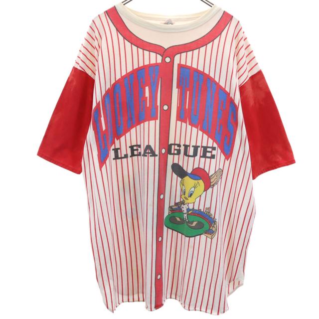 That’s All Folks 90s LOONEY TUNES ルーニーテューンズ ストライプ 半袖 Tシャツ シングルステッチ オールド ヴィンテージ メンズ