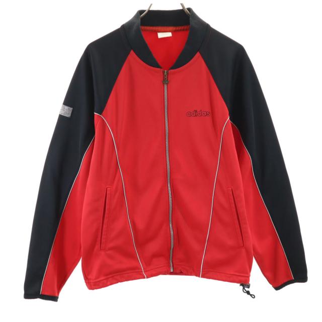 アディダス 80s デサント製 ヴィンテージ ジップジャケット M-L レッド×ブラック adidas ブルゾン 裏フリース ジャージ メンズ