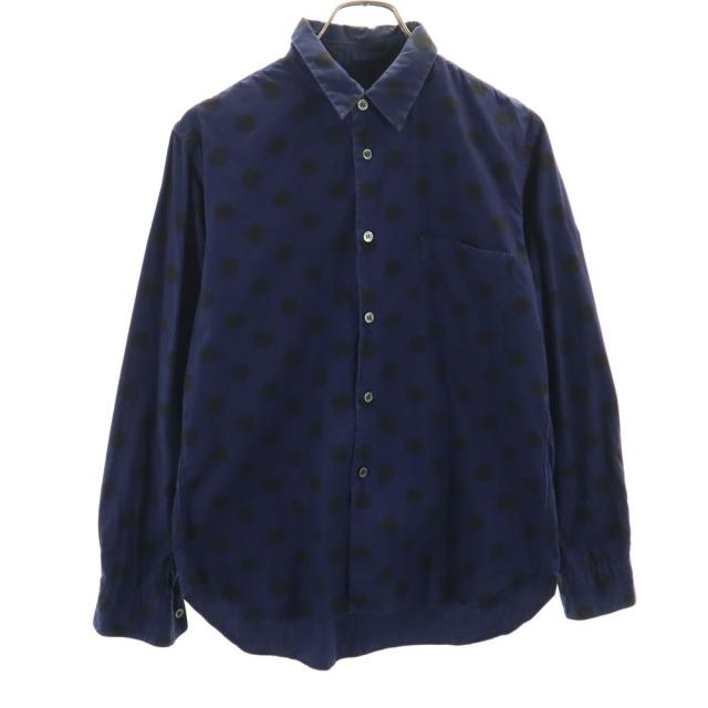 ブラックコムデギャルソン 2011年 日本製 ドット柄 長袖 シャツ S ネイビー BLACK COMME des GARCONS 水玉 メンズ