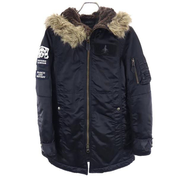 HYSTERIC GLAMOUR ヒステリックグラマー ミリタリーコート FREE 黒 中綿入 レディース