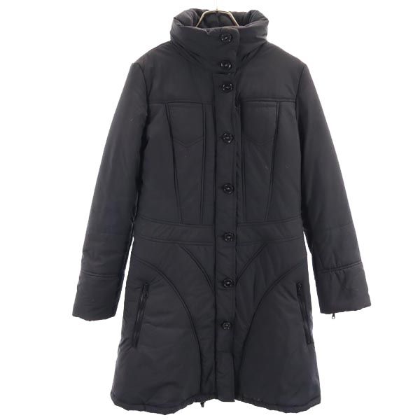 ARMANI JEANS アルマーニジーンズ 長袖 中綿コート I 38 ブラック 収納型フード レディース