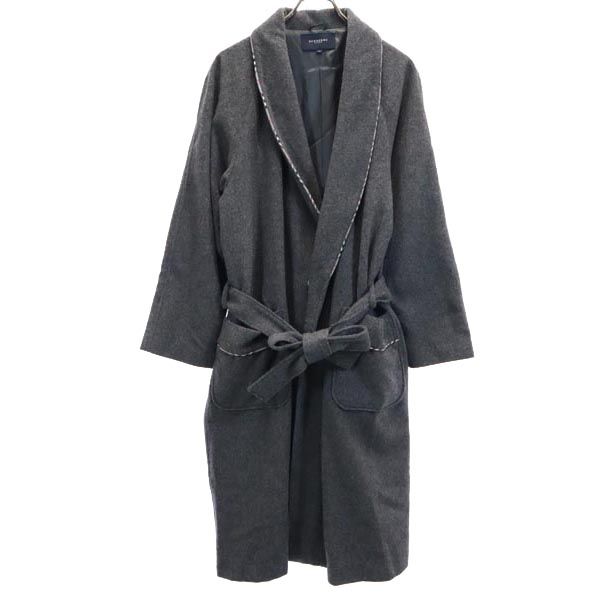 BURBERRY バーバリー 日本製 ウール100％ 長袖 ガウン M グレー系 ルームウェア メンズ