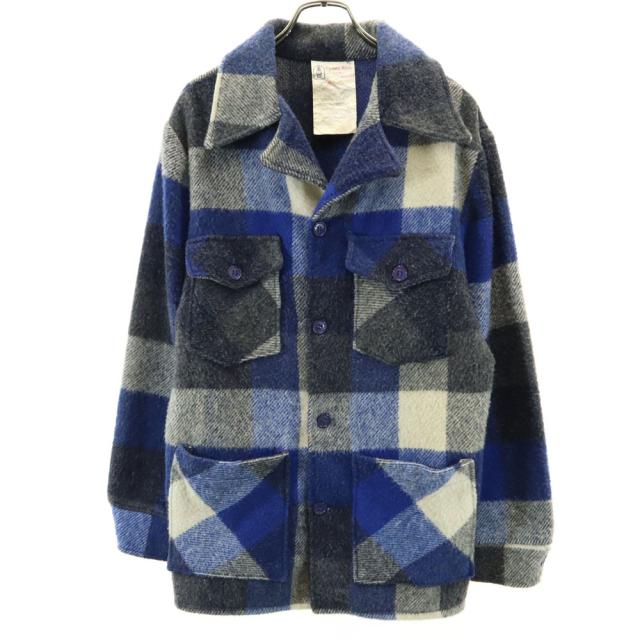 サーモキング 70s 80s ヴィンテージ バファローチェック ウールジャケット S ネイビー THERMO KING BY SELFAST メンズ