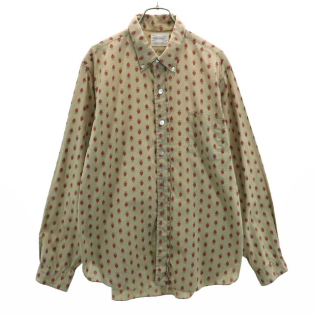 ペニーズ 60s ヴィンテージ 総柄 長袖 ボタンダウンシャツ L ベージュ PENNEYS メンズ