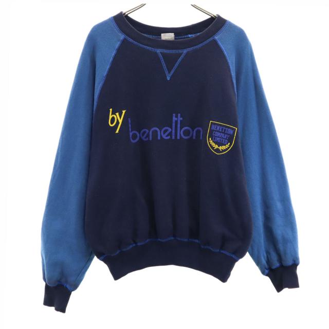 ベネトン 80s イタリア製 オールド 長袖 スウェット トレーナー M ネイビー BENETTON メンズ