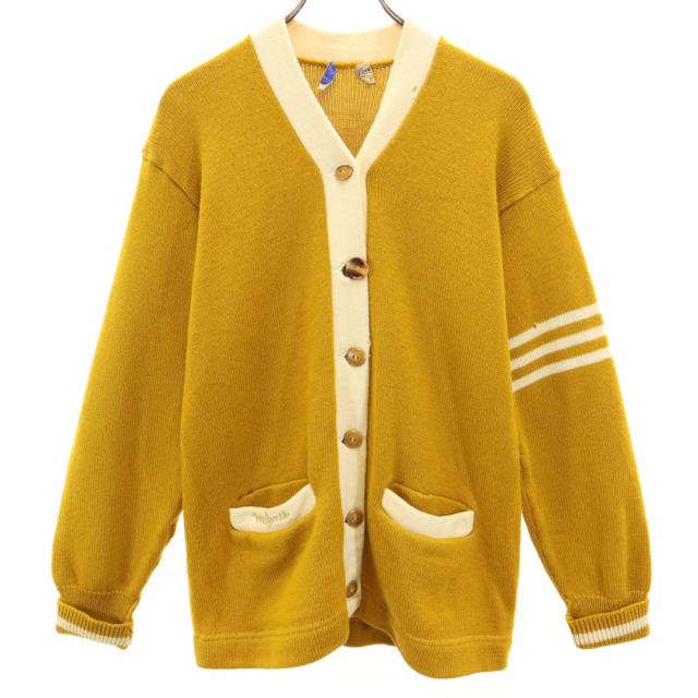 COLLEGIATE PENNAN 60s 70s ヴィンテージ レタード 長袖 Vネック ニットカーディガン キャメル メンズ