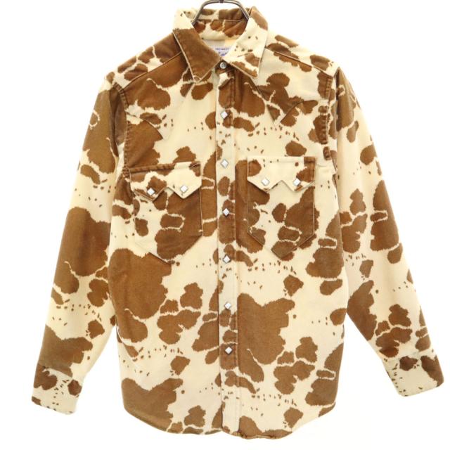 ロックマウント 70s USA製 ヴィンテージ 牛柄 総柄 長袖 ウエスタンシャツ 15.5/33.5 ベージュ 他 RockMount メンズ