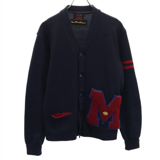 カンデル 70s レタード ヴィンテージ 長袖 Vネック レタード ニットカーディガン 濃紺 Kandel メンズ