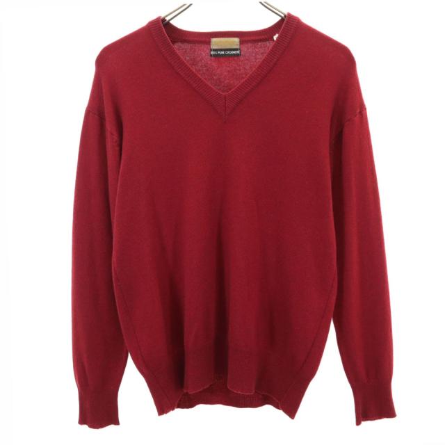 イヴサンローラン 90s カシミヤ100％ オールド 長袖 Vネック セーター S ボルドー YVES SAINT LAURENT ニット メンズ