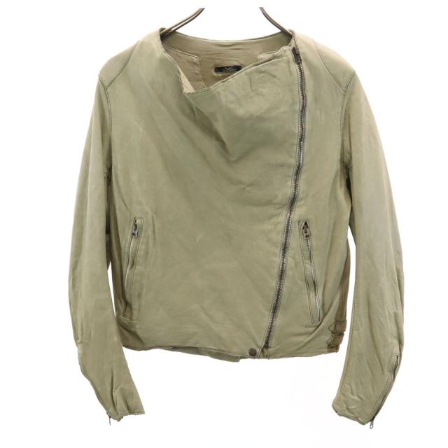 シシ 日本製 牛革 レザージャケット XS ベージュ Sisii レディース