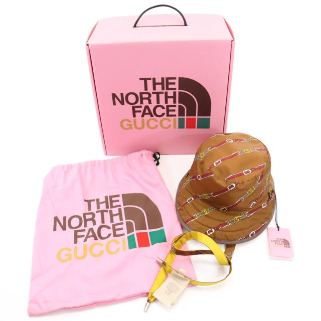 未使用 グッチ ノースフェイス コラボ リバーシブル バケット ハット ブラウン GUCCI x THE NORTH FACE 帽子 メンズ