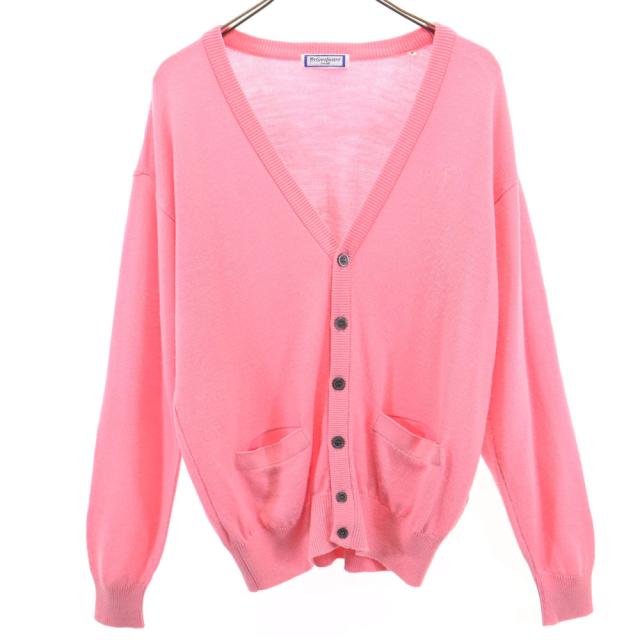 イヴサンローラントリコット 90s ウール オールド 長袖 Vネック カーディガン M ピンク YVES SAINT LAURENT tricots メンズ