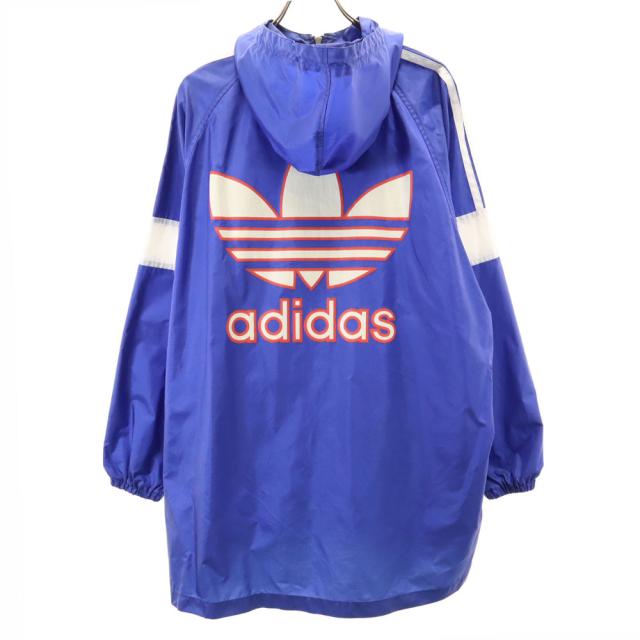 アディダス 80s 日本製 デサント製 ヴィンテージ バックトレフォイルロゴ ナイロンジャケット L-O 青紫 adidas レディース