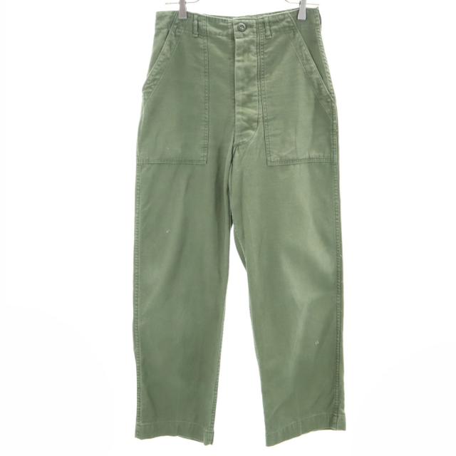 アメリカ軍 70s DSA コットンサテン ヴィンテージ ベイカー パンツ W30 カーキ US ARMY ミリタリー ボタンフライ メンズ