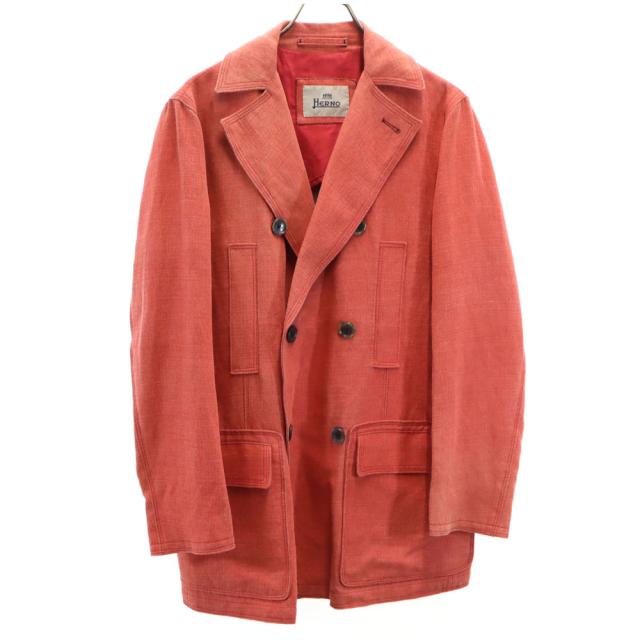 ヘルノ イタリア製 リネンブレンド ダブル ジャケット 48 朱色系 Herno メンズ