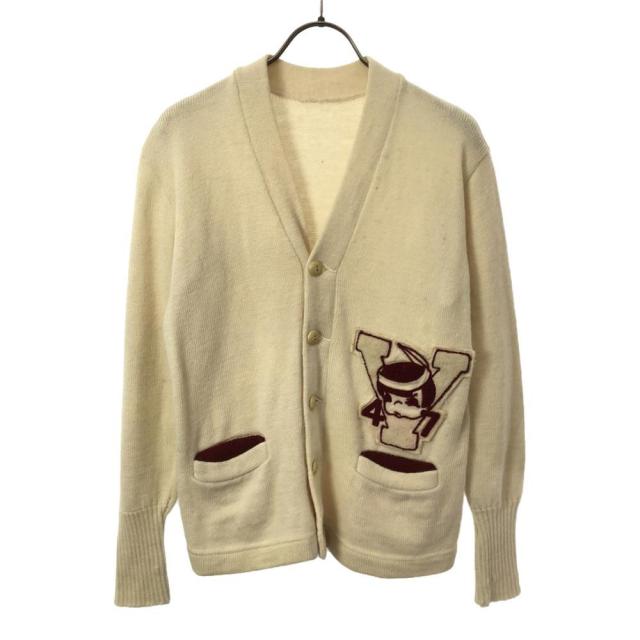 ヴィンテージ 40s 50s レタード 長袖 ニットカーディガン ホワイト VINTAGE レディース