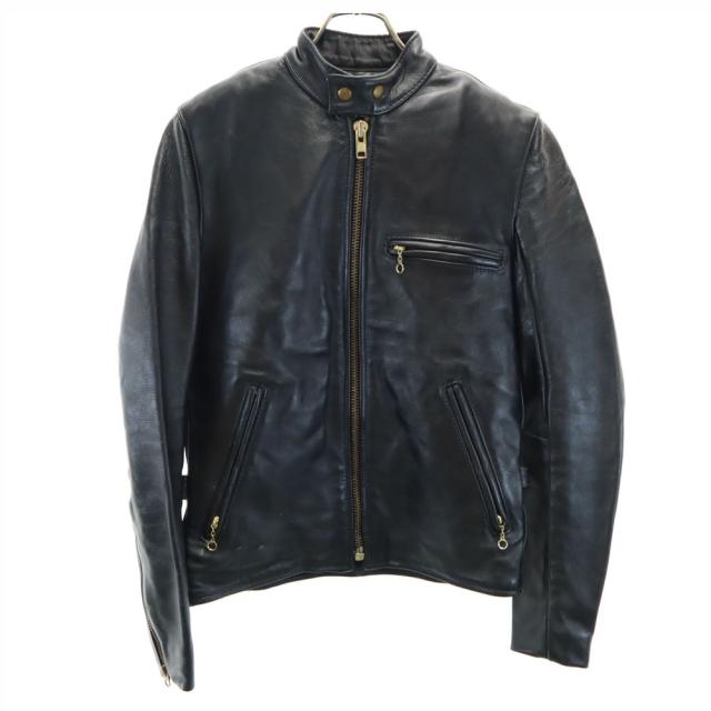 バンソン USA製 レザー シングルライダースジャケット 34 ブラック VANSON leather ライナー付き メンズ