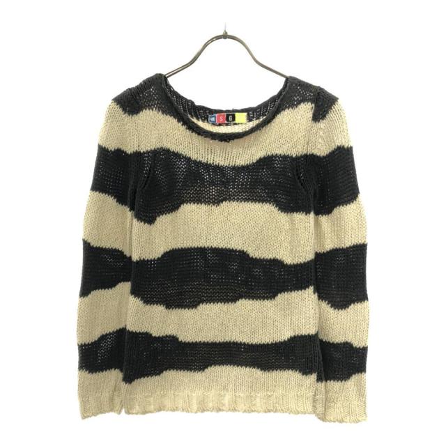 エムエスジーエム イタリア製 ボーダー 長袖 コットン ニット XS ホワイト×ブラック MSGM セーター レディース