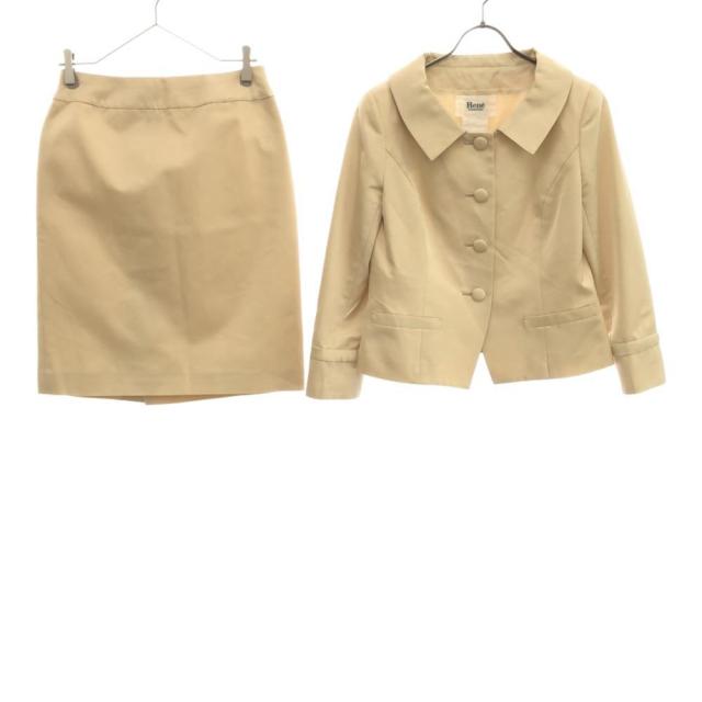 ルネ 日本製 ウール シルクブレンド スカートスーツ 上下セットアップ 38 ベージュ Rene レディース