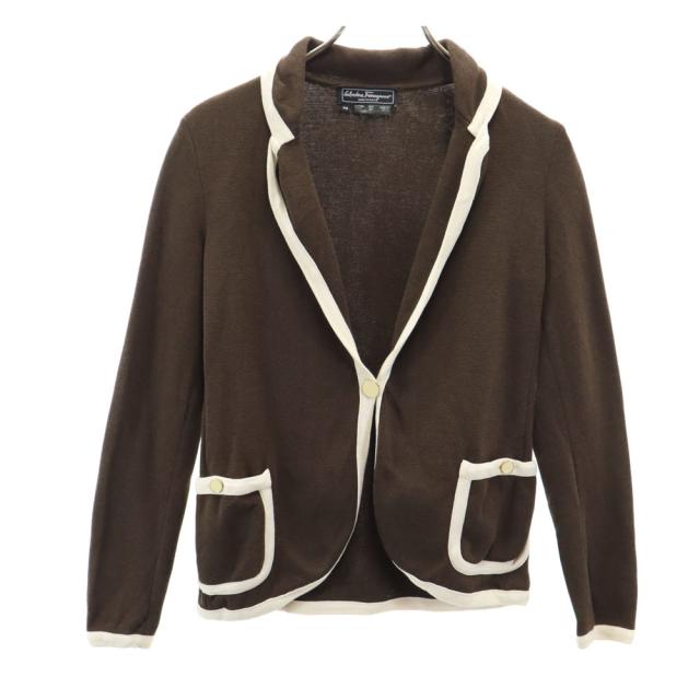 サルヴァトーレフェラガモ イタリア製 シルクブレンド 長袖 テーラードジャケット XS ブラウン系 Salvatore Ferragamo レディース