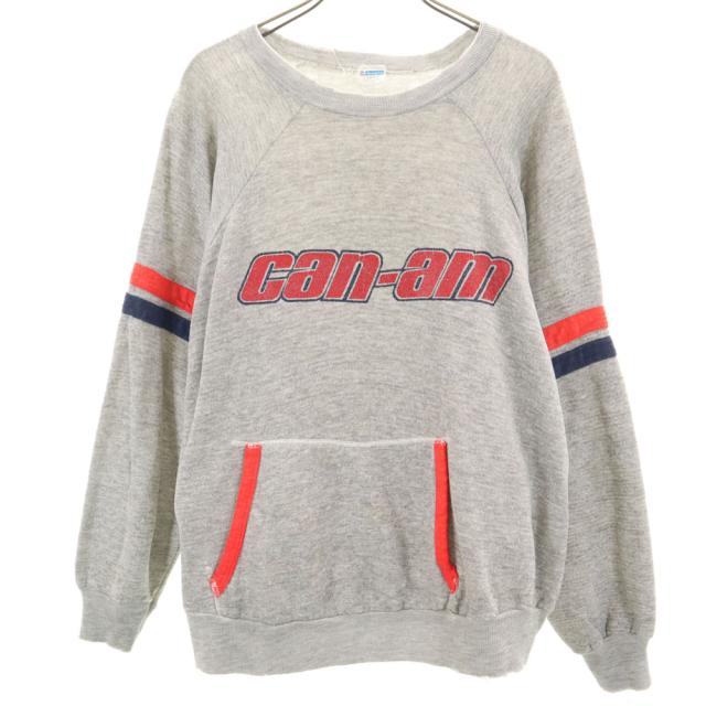 チャンピオン 70s ヴィンテージ USA製 トリコタグ後期 長袖 ラグランスリーブ スウェット L グレー Champion 裏起毛 メンズ