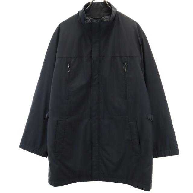 ランバンコレクション 日本製 ステンカラーコート R50-46 ブラック LANVIN LA COLLECTION 裏キルティング メンズ