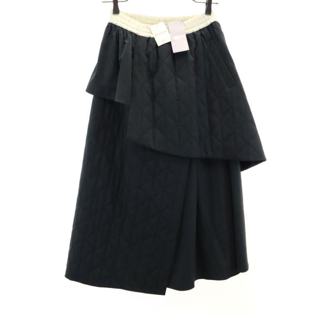 未使用 レイビームス ロング丈 キルティング レイヤー スカート チャコールグレー Ray Beams レディース