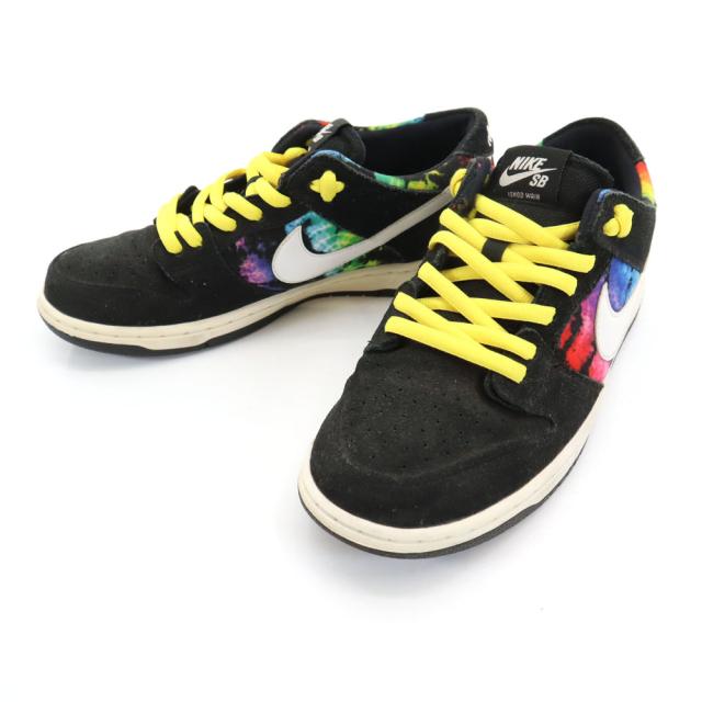 ナイキエスビー タイダイ柄 アイショッド・ウェア ダンク ロー スニーカー 28 ブラック NIKE SB 819674-019 シューレース付き メンズ