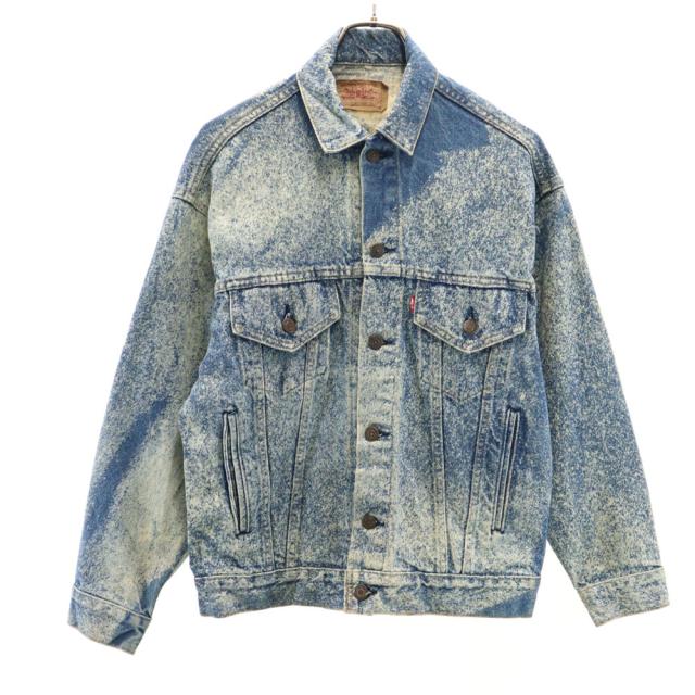 リーバイス 90s 70507-0214 オールド USA製 ブリーチ加工 デニムジャケット XS ブルー Levi’s ハンドウォーマポケット付き メンズ