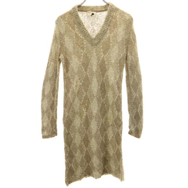 BOEPPLE SPORTSWEAR 60s ヴィンテージ ウールブレンド 長袖 ロング Vネック セーター ベージュ ニット レディース