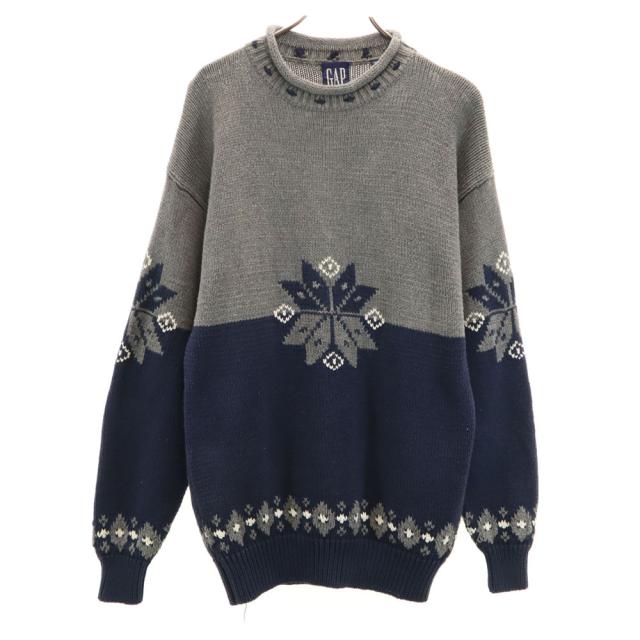 ギャップ 90s オールド ノルディック柄 長袖 セーター L グレー GAP ニット メンズ