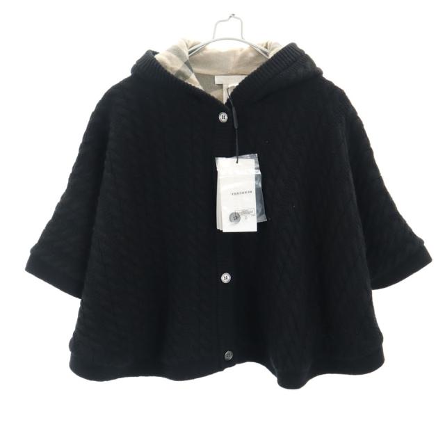 未使用 バーバリーチルドレン ウールブレンド 長袖 ポンチョ 18M-3Y ブラック BURBERRY CHILDREN レディース