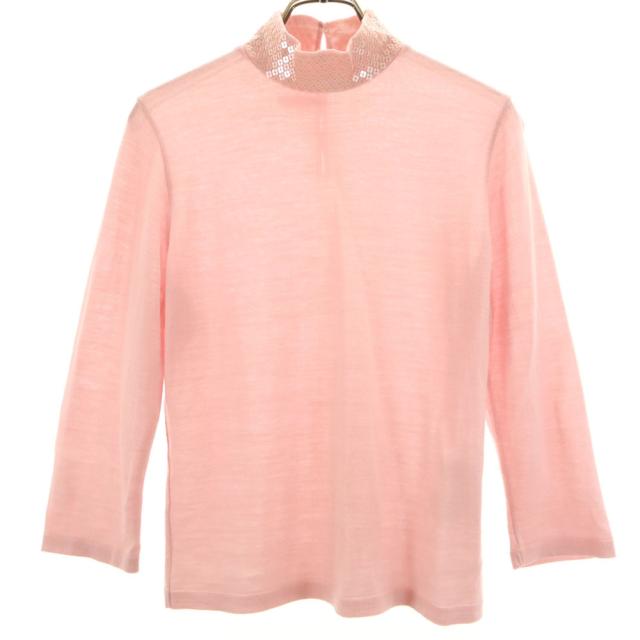 ジバンシィ 90s 日本製 オールド 7分袖 ハイネック ニット M ピンク GIVENCHY レディース