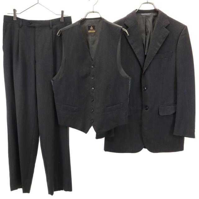 ランバン クラシック 90s オールド ストライプ ヘリンボーン柄 3ピース スーツ 上下セットアップ 48 LANVIN CLASSIQUE メンズ