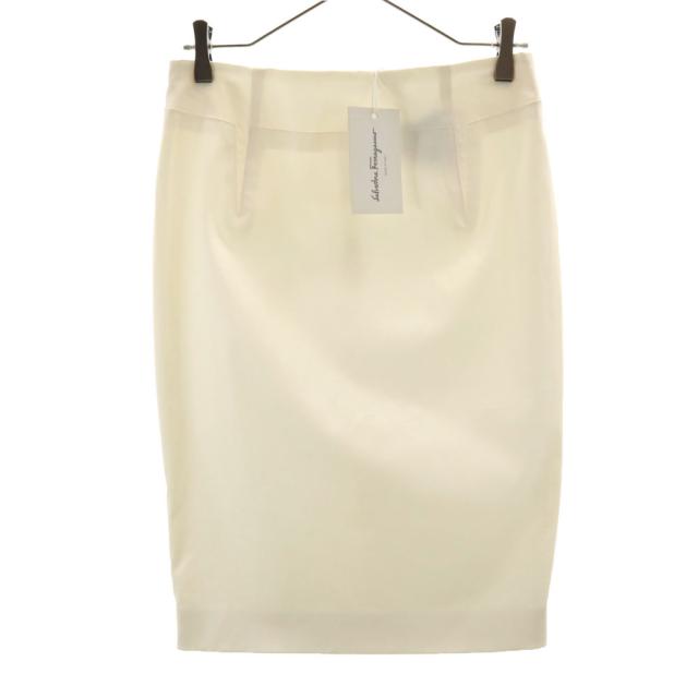 サルヴァトーレフェラガモ ミディ丈 タイトスカート 40 ホワイト Salvatore Ferragamo レディース