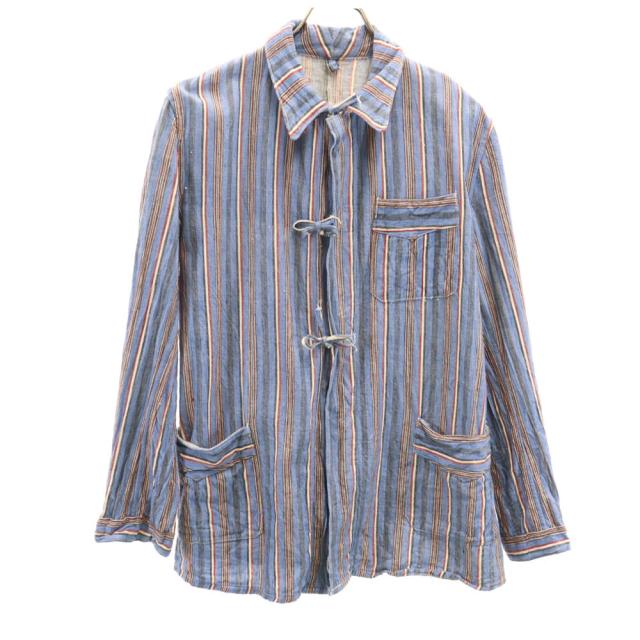 ブルガリア軍 60s ヴィンテージ ストライプ柄 長袖 スリーピング シャツ ブルー Bulgarian Army メンズ