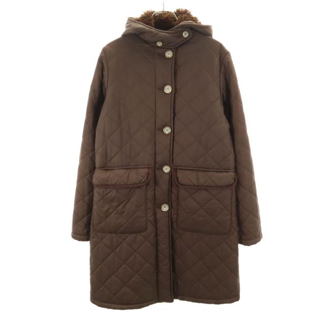 マッキントッシュ スコットランド製 キルティングコート 36 ブラウン Mackintosh 裏フェイクファー 中綿入り レディース