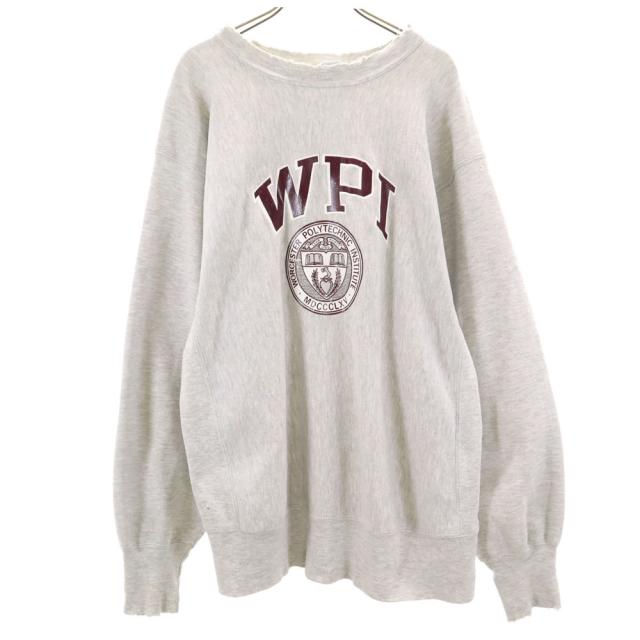 チャンピオン 90s オールド 刺繍タグ リバースウィーブ 長袖 スウェット トレーナー XL グレージュ Champion メンズ