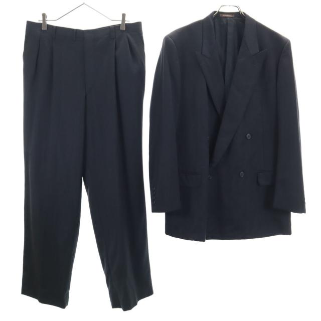 ジバンシィ 90s オールド ストライプ柄 ダブル スーツ 上下セットアップ 102-92-185 チャコールグレー GIVENCHY メンズ