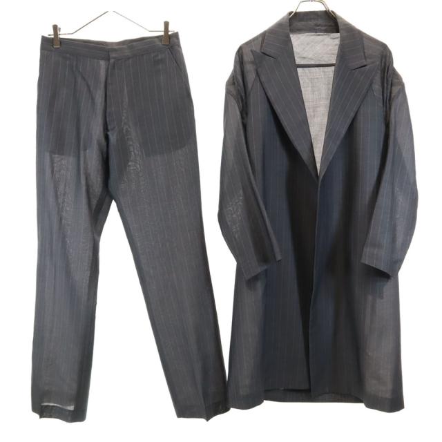 Yohji Yamamoto ヨウジヤマモト 日本製 ストライプ柄 コート 上下セットアップ 1/3 グレー レディース
