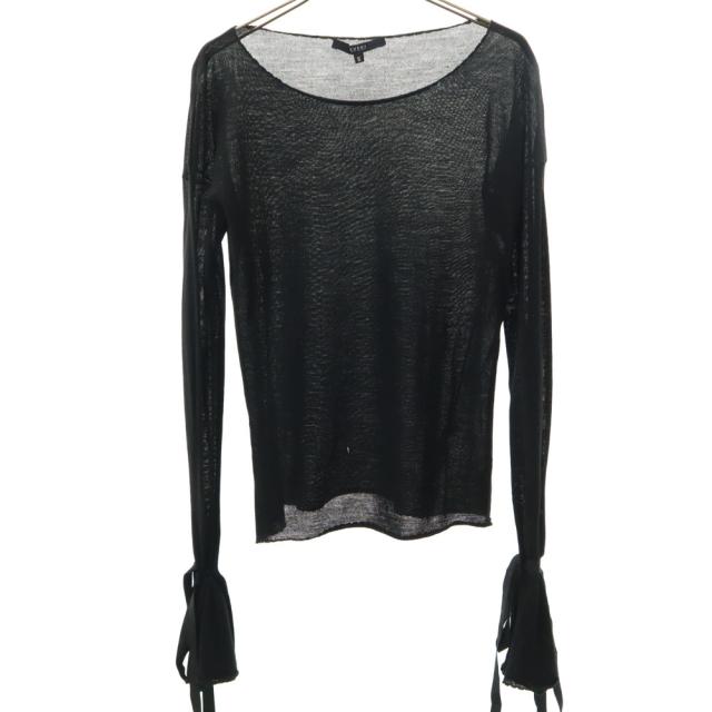 GUCCI グッチ イタリア製 ウールブレンド 長袖 袖リボン カットソー S ブラック レディース